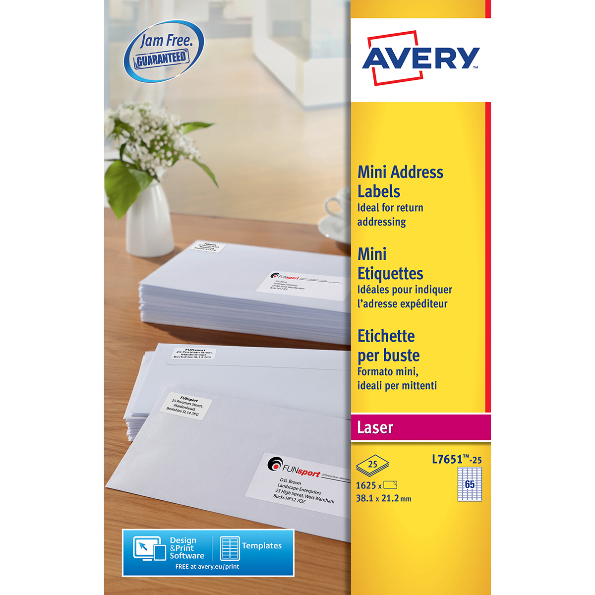 Stationery Supplies Avery L7651 25 Mini Address Labels 25 Sheets 65 